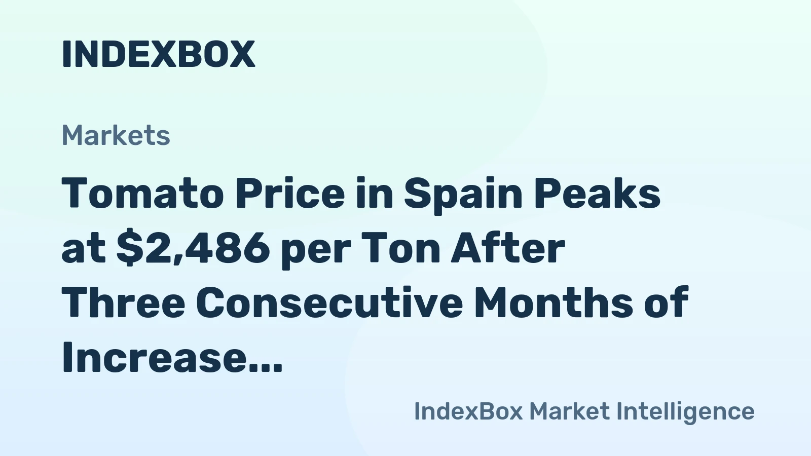 Tomato Price in Spain Peaks at $2,486 per Ton After Three Consecutive Months of Increase