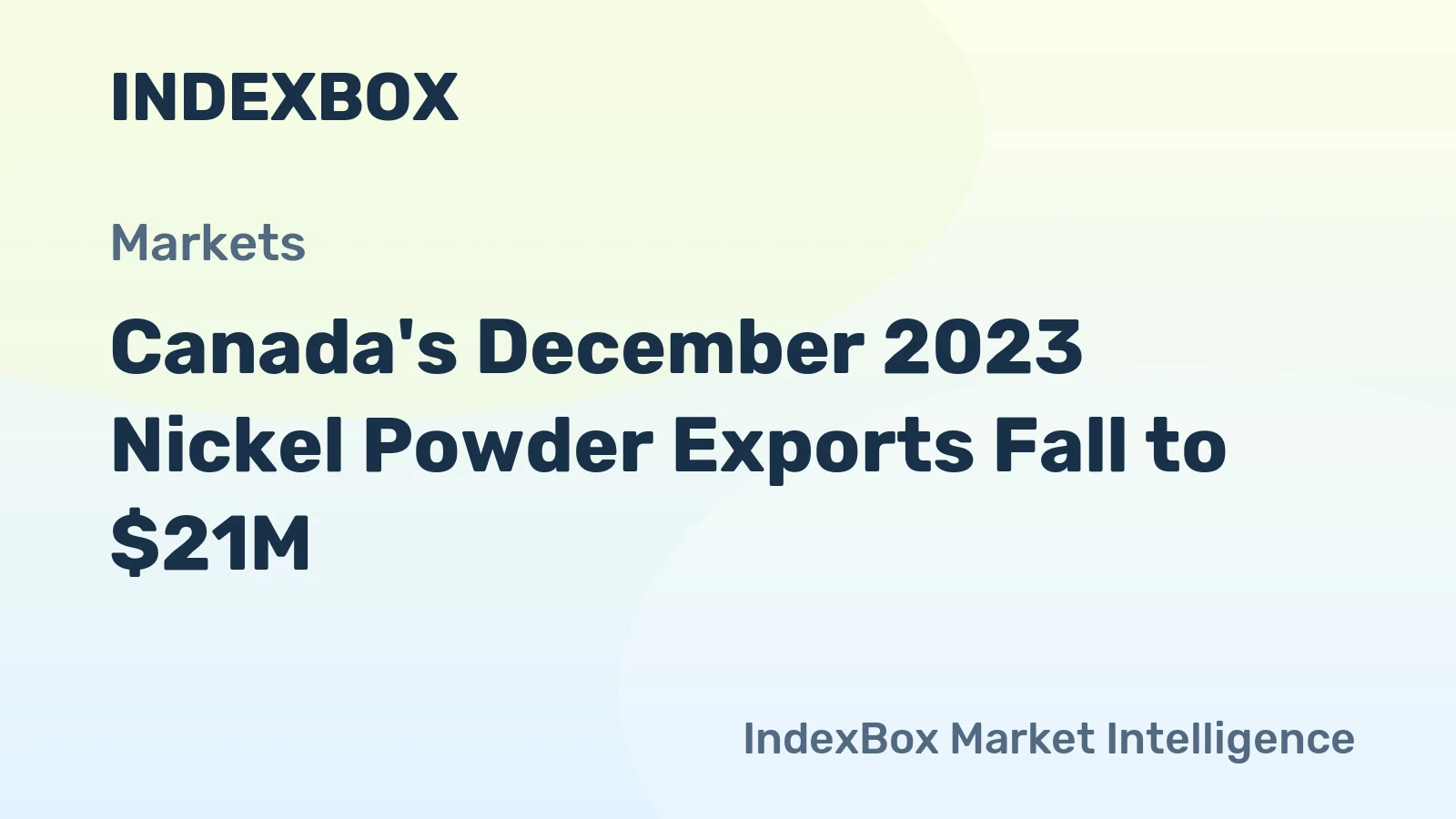 Canada's December 2023 Nickel Powder Exports Fall to $21M