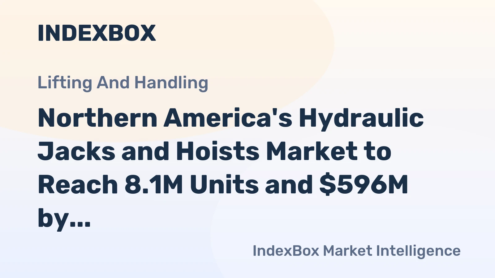 Northern America's Hydraulic Jacks and Hoists Market to Reach 8.1M Units and $596M by 2035