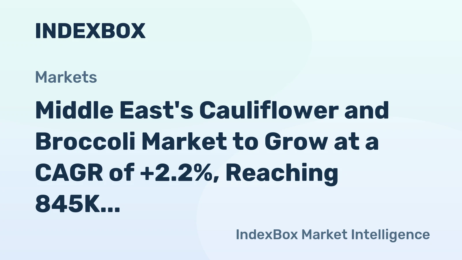 Middle East's Cauliflower and Broccoli Market to Grow at a CAGR of +2.2%, Reaching 845K Tons by 2035