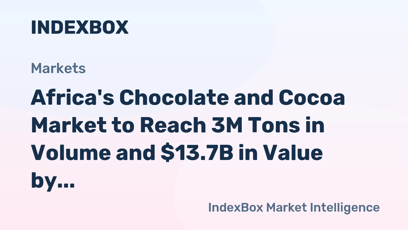 Africa's Chocolate and Cocoa Market to Reach 3M Tons in Volume and $13.7B in Value by 2035