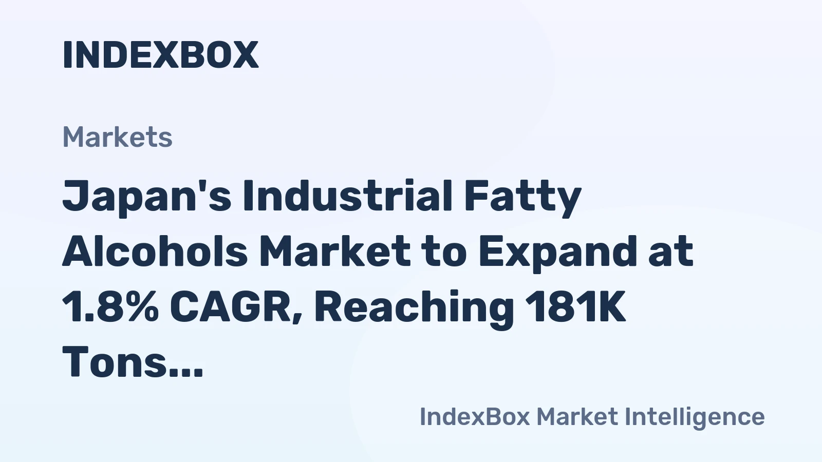 Japan's Industrial Fatty Alcohols Market to Expand at 1.8% CAGR, Reaching 181K Tons by 2035