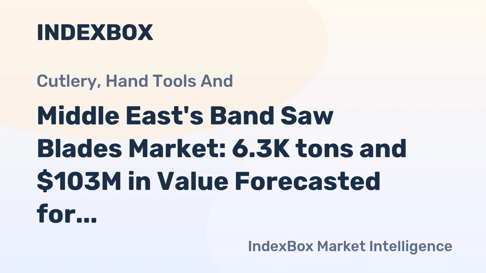 Middle East's Band Saw Blades Market: 6.3K tons and $103M in Value Forecasted for 2035