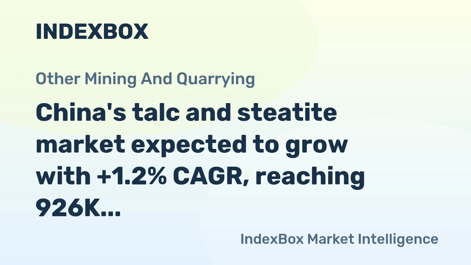 China's talc and steatite market expected to grow with +1.2% CAGR, reaching 926K tons in volume and $231M in value by 2035