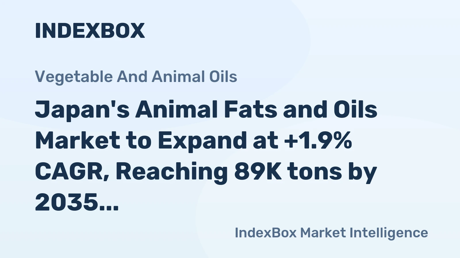Japan's Animal Fats and Oils Market to Expand at +1.9% CAGR, Reaching 89K tons by 2035