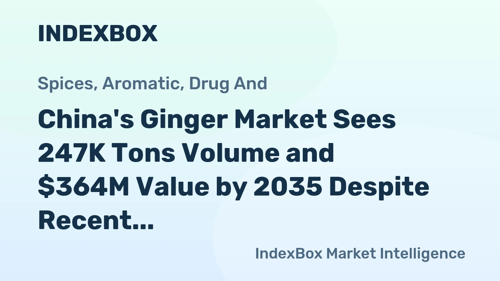 China's Ginger Market Sees 247K Tons Volume and $364M Value by 2035 Despite Recent Contraction
