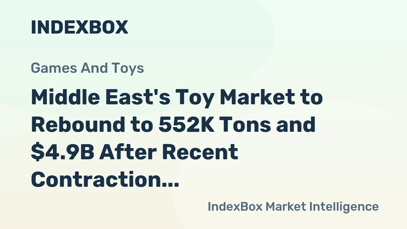 Middle East's Toy Market to Rebound to 552K Tons and $4.9B After Recent Contraction