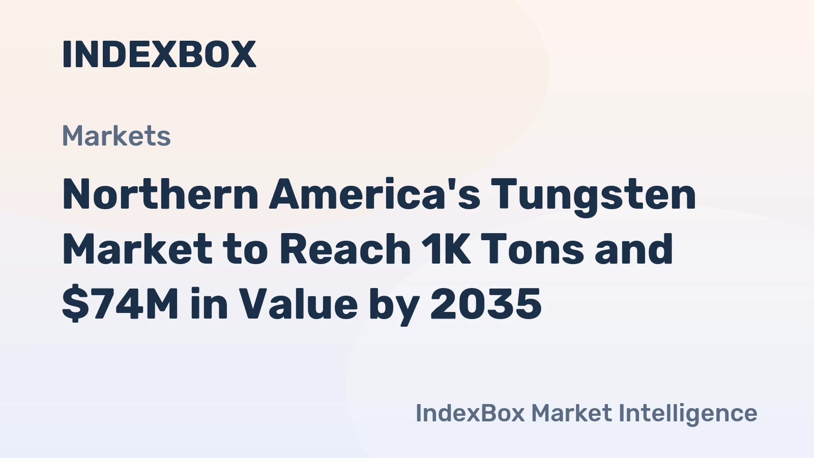 Northern America's Tungsten Market to Reach 1K Tons and $74M in Value by 2035