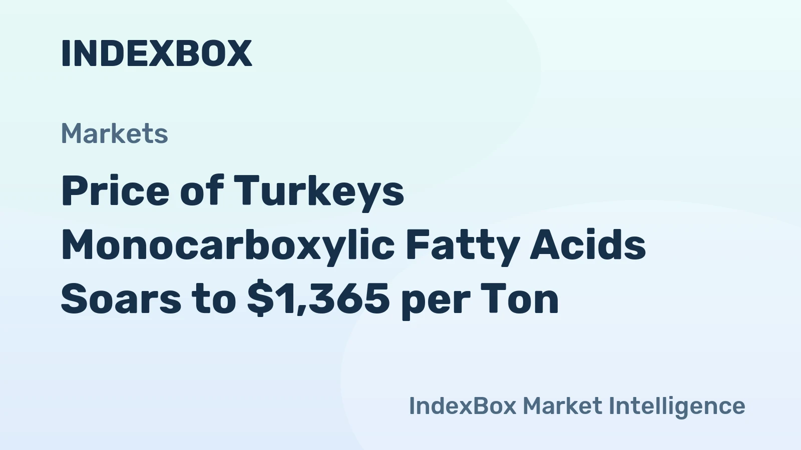 Price of Turkeys Monocarboxylic Fatty Acids Soars to $1,365 per Ton