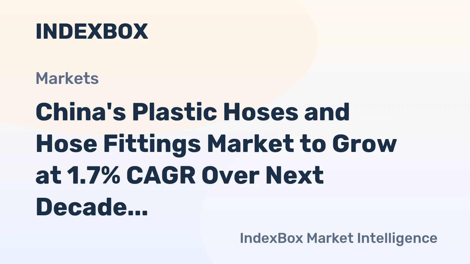China's Plastic Hoses and Hose Fittings Market to Grow at 1.7% CAGR Over Next Decade