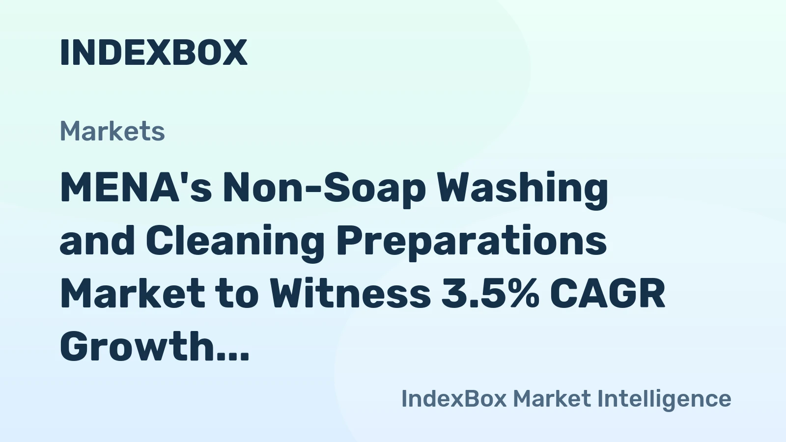 MENA's Non-Soap Washing and Cleaning Preparations Market to Witness 3.5% CAGR Growth