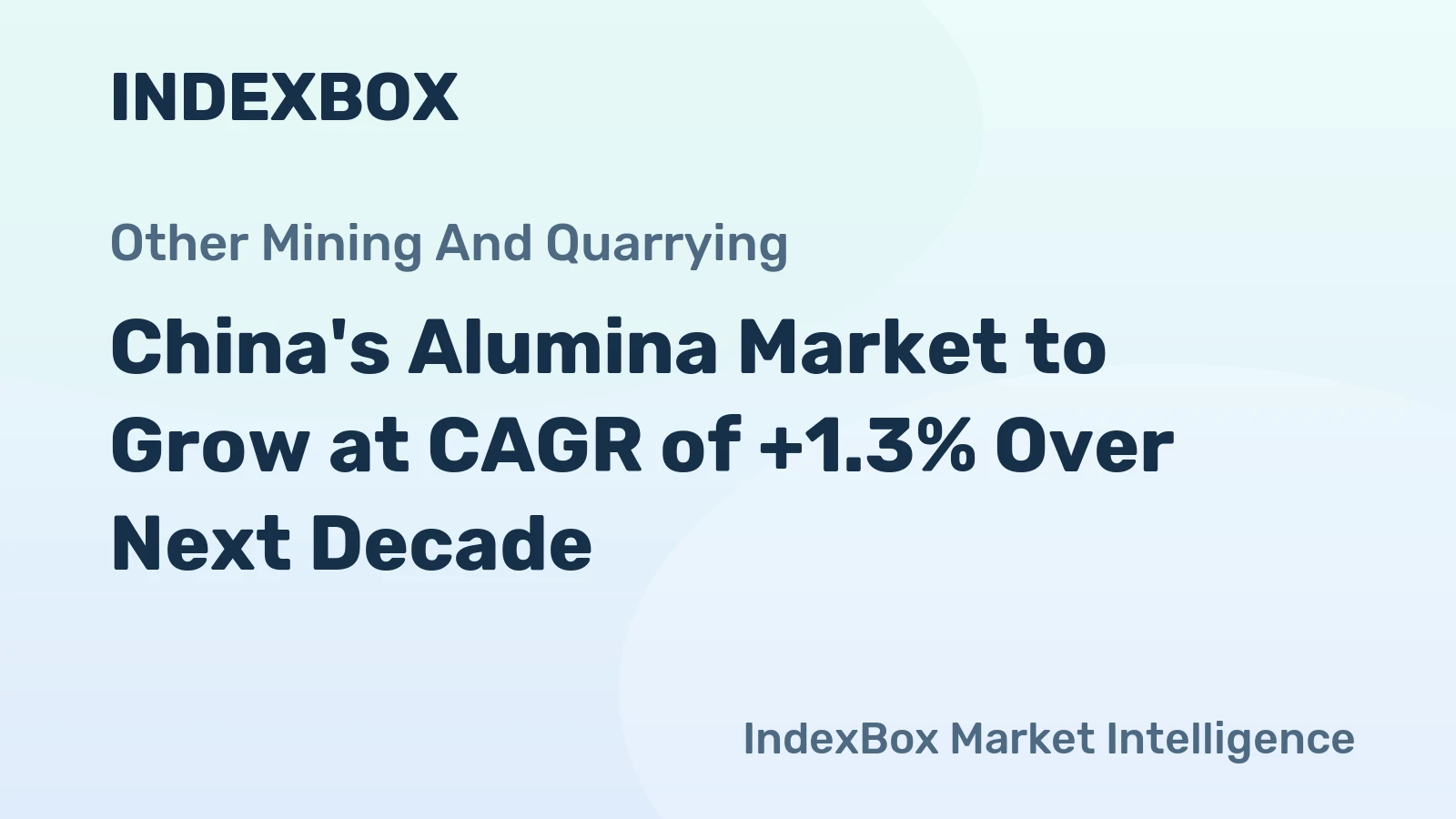 China's Alumina Market to Grow at CAGR of +1.3% Over Next Decade