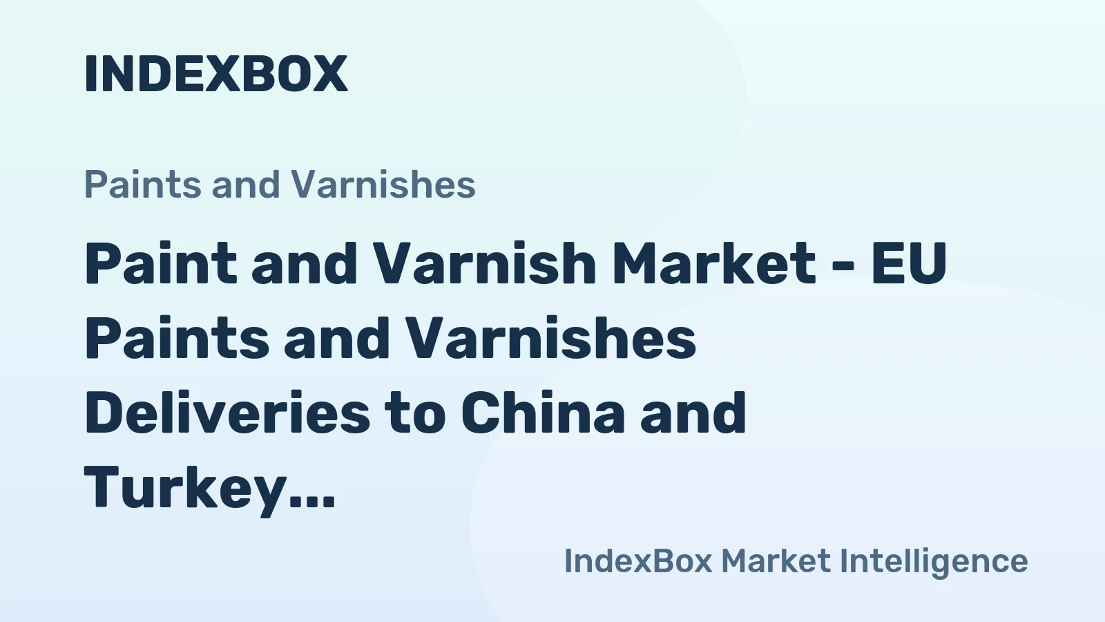 Paint and Varnish Market - EU Paints and Varnishes Deliveries to China and Turkey to Rise, Set Against the Russian Market Shrinking