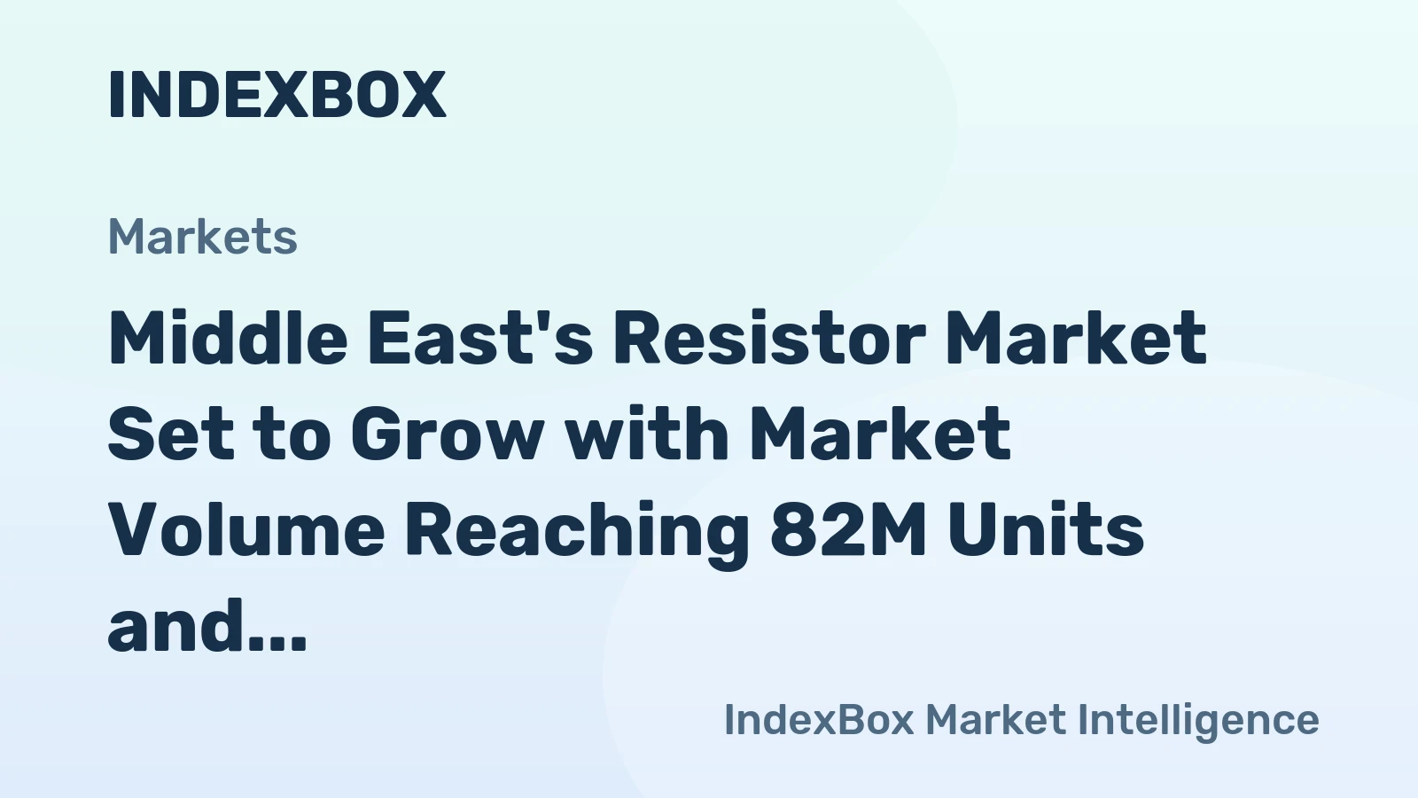 Middle East's Resistor Market Set to Grow with Market Volume Reaching 82M Units and Market Value to $10.6B by 2035