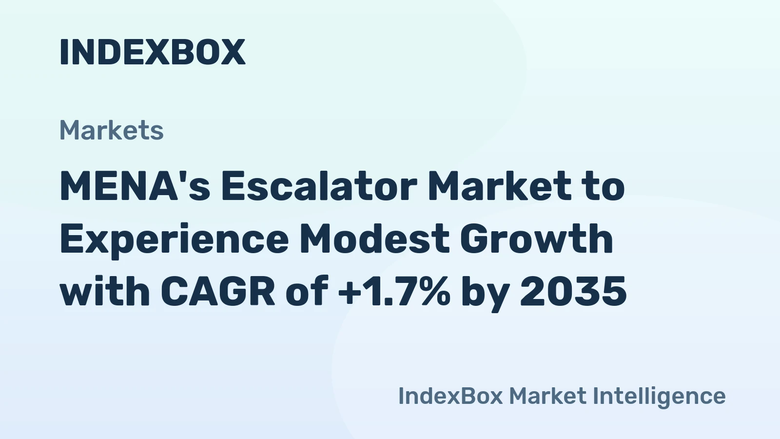 MENA's Escalator Market to Experience Modest Growth with CAGR of +1.7% by 2035