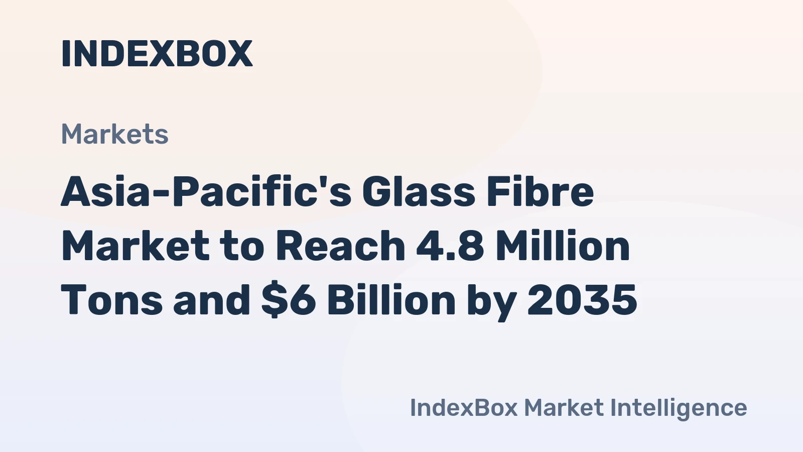 Asia-Pacific's Glass Fibre Market to Reach 4.8 Million Tons and $6 Billion by 2035