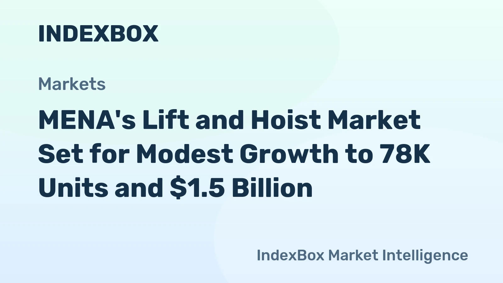 MENA's Lift and Hoist Market Set for Modest Growth to 78K Units and $1.5 Billion