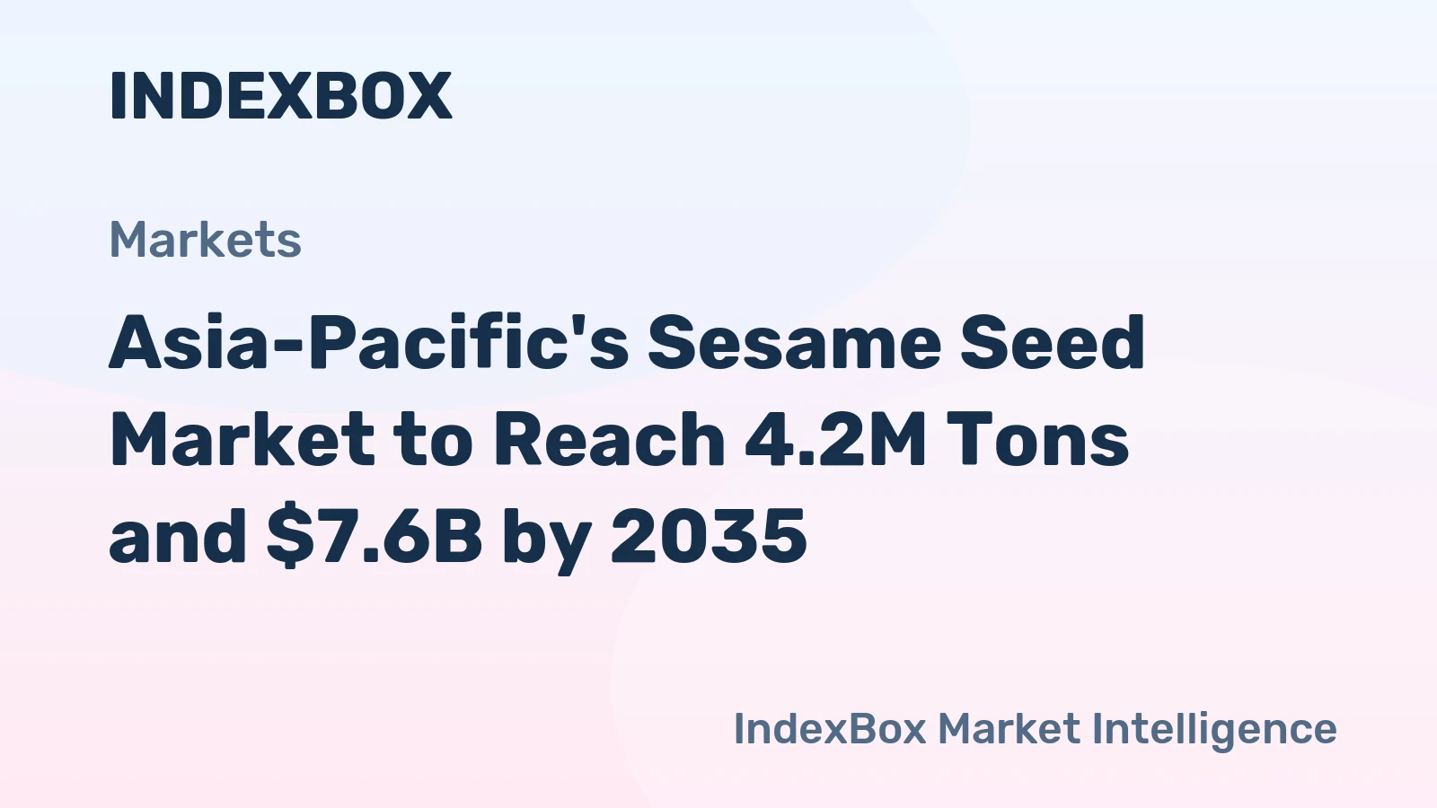 Asia-Pacific's Sesame Seed Market to Reach 4.2M Tons and $7.6B by 2035