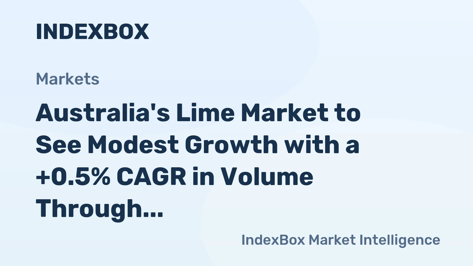 Australia's Lime Market to See Modest Growth with a +0.5% CAGR in Volume Through 2035