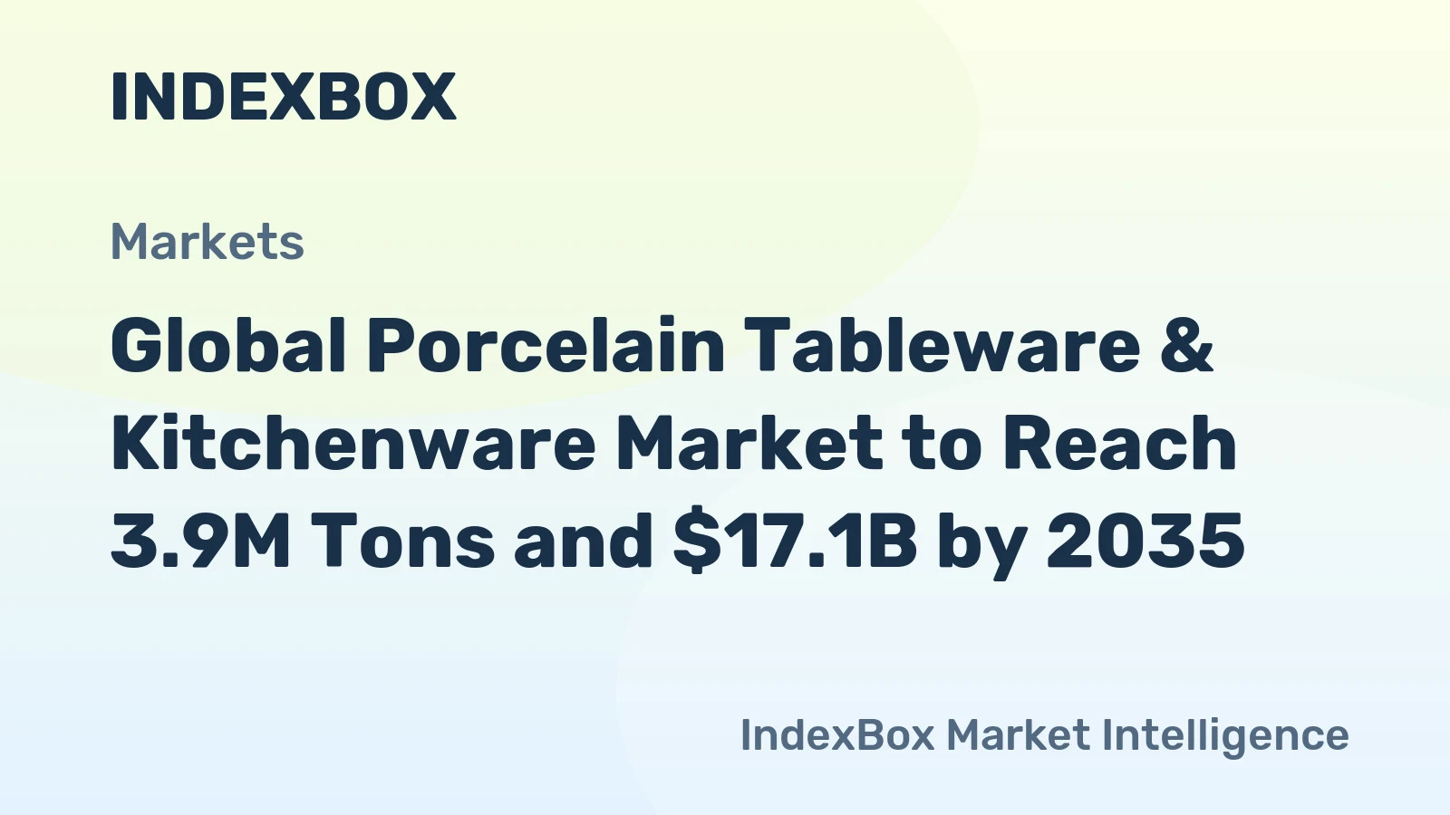 Global Porcelain Tableware & Kitchenware Market to Reach 3.9M Tons and $17.1B by 2035