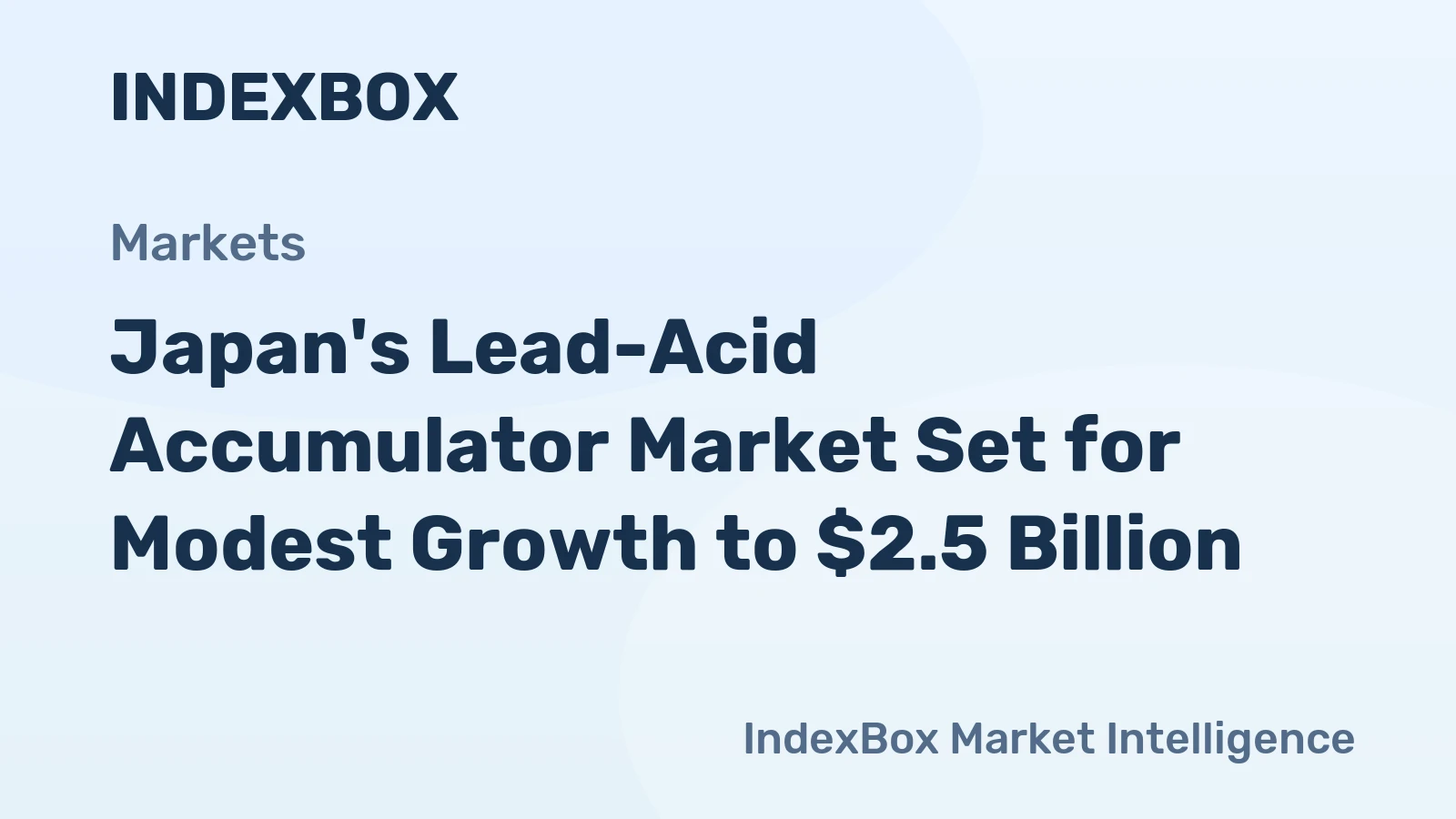 Japan's Lead-Acid Accumulator Market Set for Modest Growth to $2.5 Billion