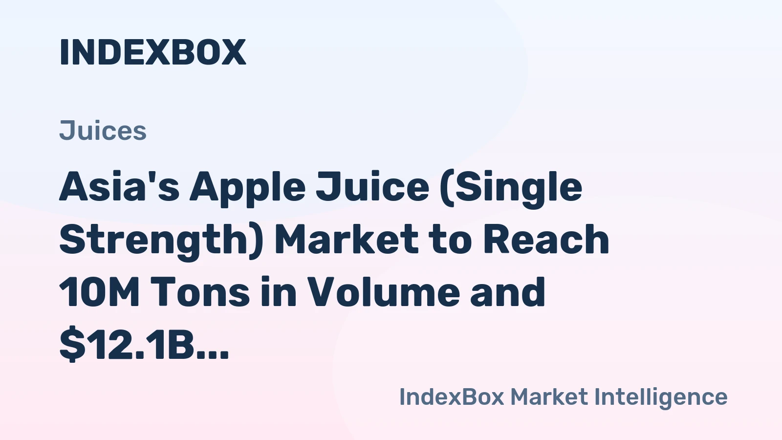 Asia's Apple Juice (Single Strength) Market to Reach 10M Tons in Volume and $12.1B in Value by 2035