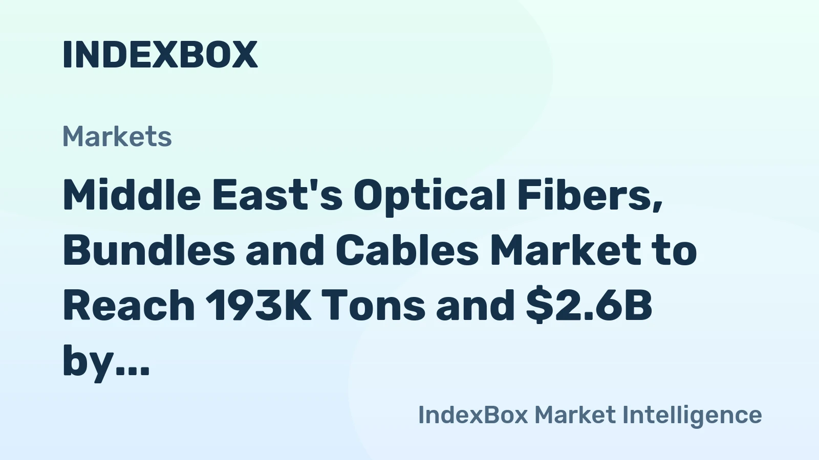 Middle East's Optical Fibers, Bundles and Cables Market to Reach 193K Tons and $2.6B by 2035