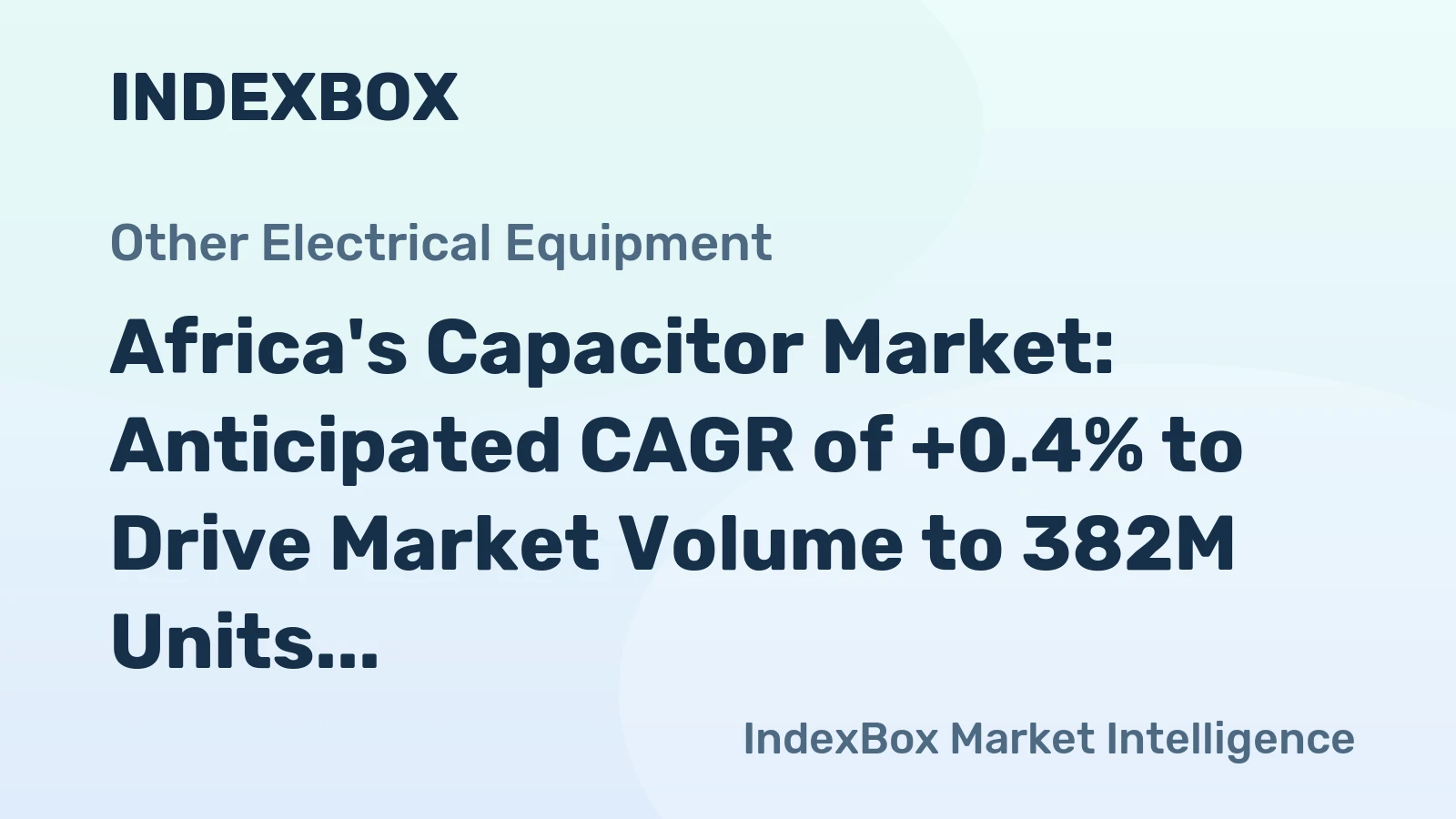 Africa's Capacitor Market: Anticipated CAGR of +0.4% to Drive Market Volume to 382M Units by 2035, Reaching $14.7B in Value
