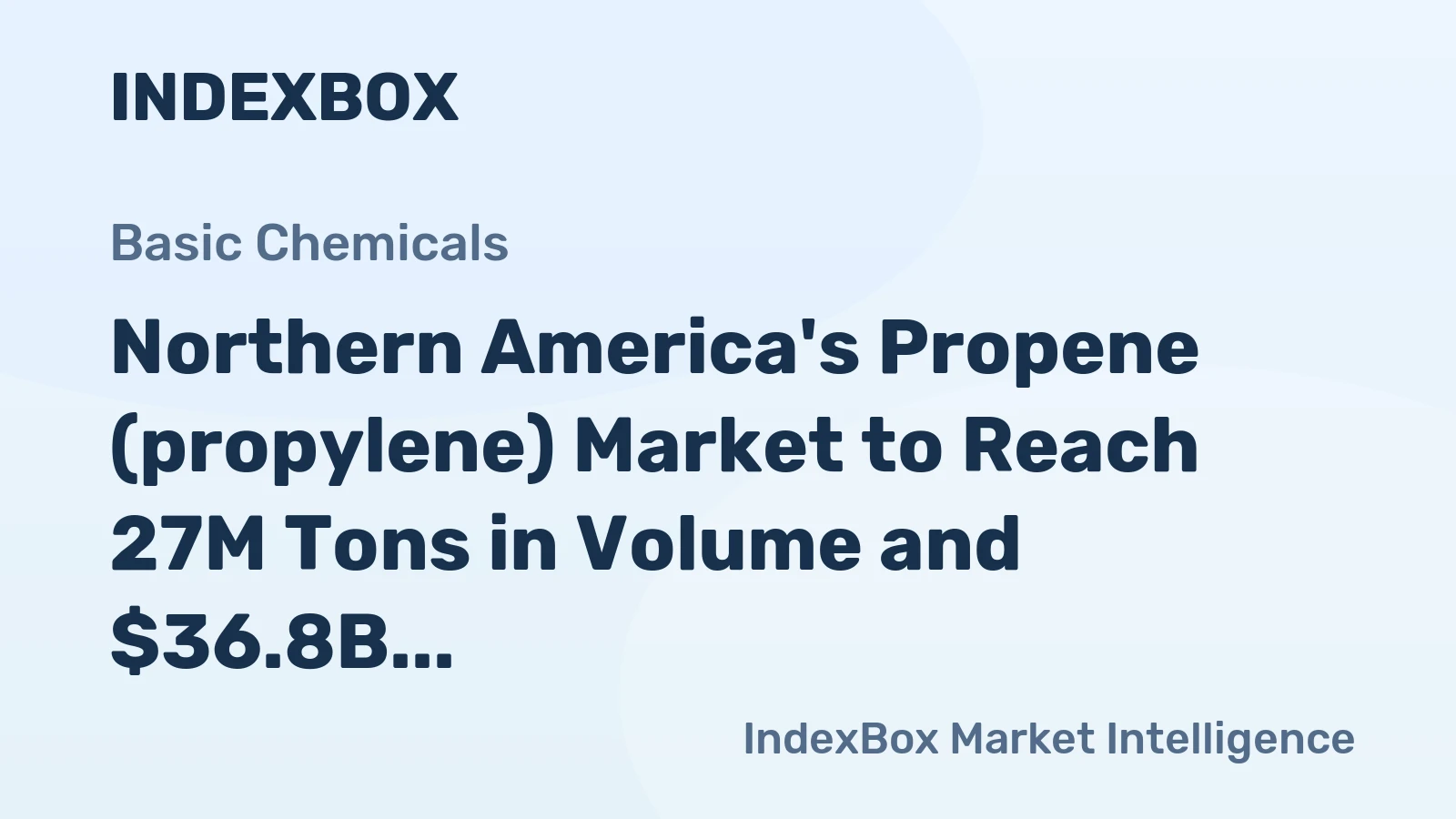 Northern America's Propene (propylene) Market to Reach 27M Tons in Volume and $36.8B in Value by 2035