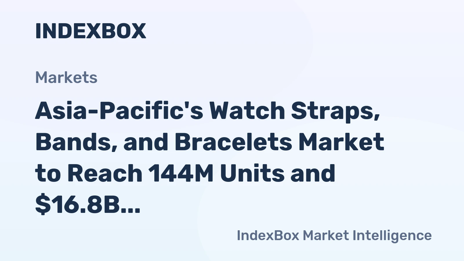 Asia-Pacific's Watch Straps, Bands, and Bracelets Market to Reach 144M Units and $16.8B by 2035