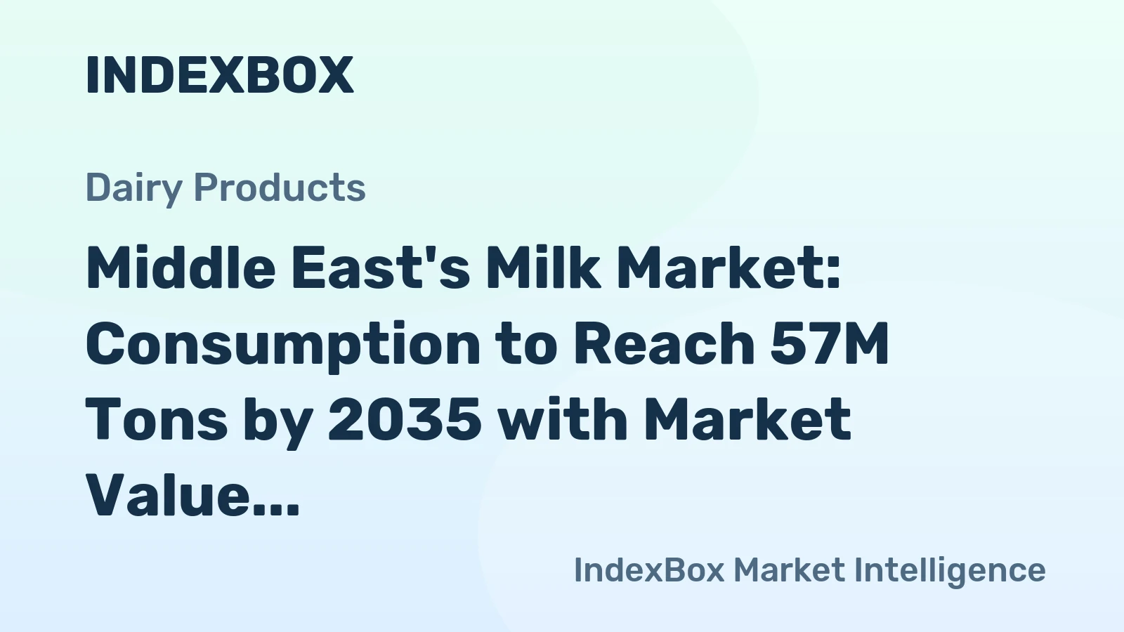 Middle East's Milk Market: Consumption to Reach 57M Tons by 2035 with Market Value Reaching $50.1B