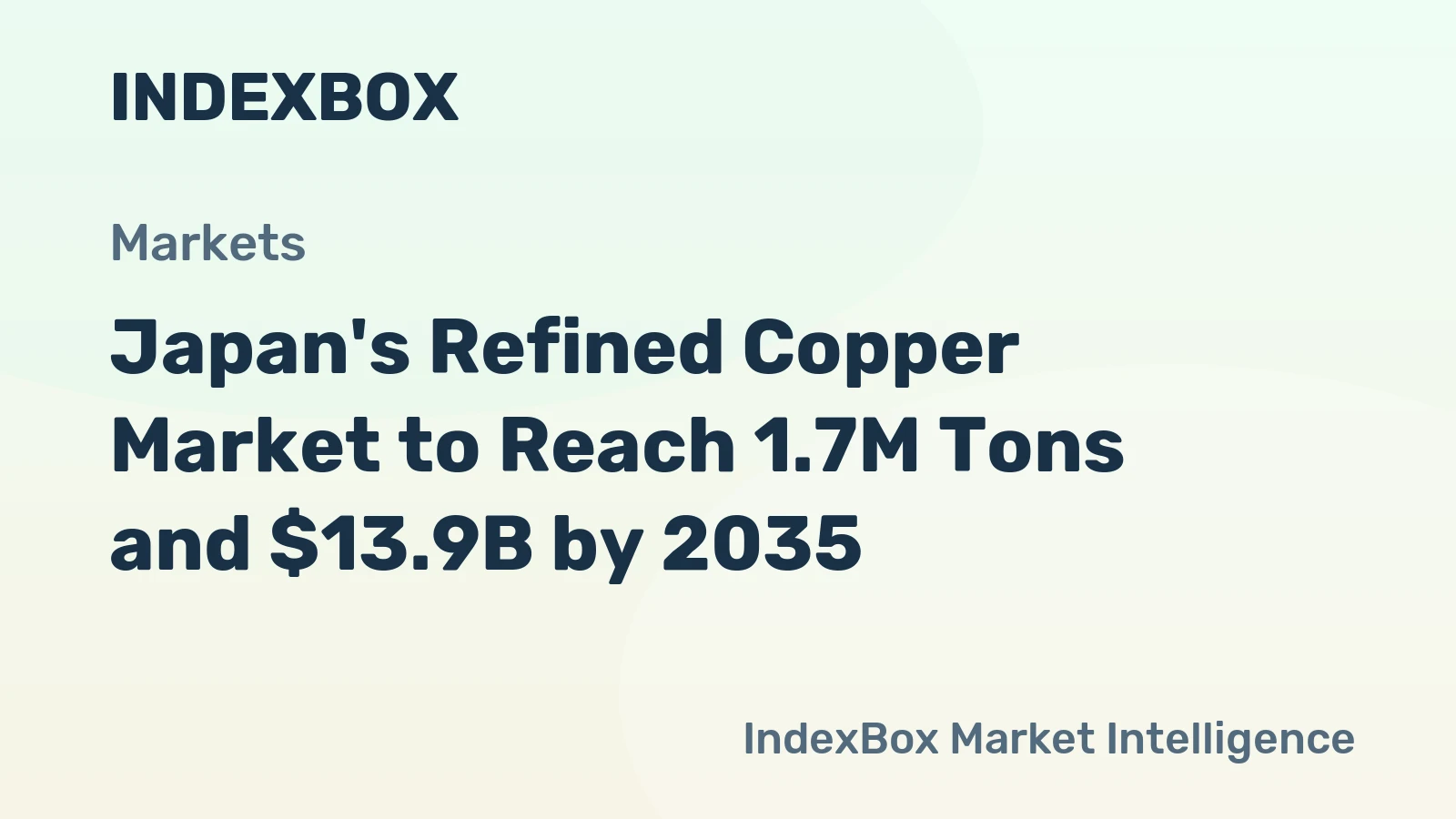 Japan's Refined Copper Market to Reach 1.7M Tons and $13.9B by 2035