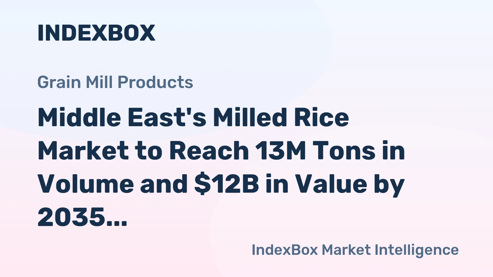 Middle East's Milled Rice Market to Reach 13M Tons in Volume and $12B in Value by 2035, with +0.9% and +0.8% CAGR Respectively