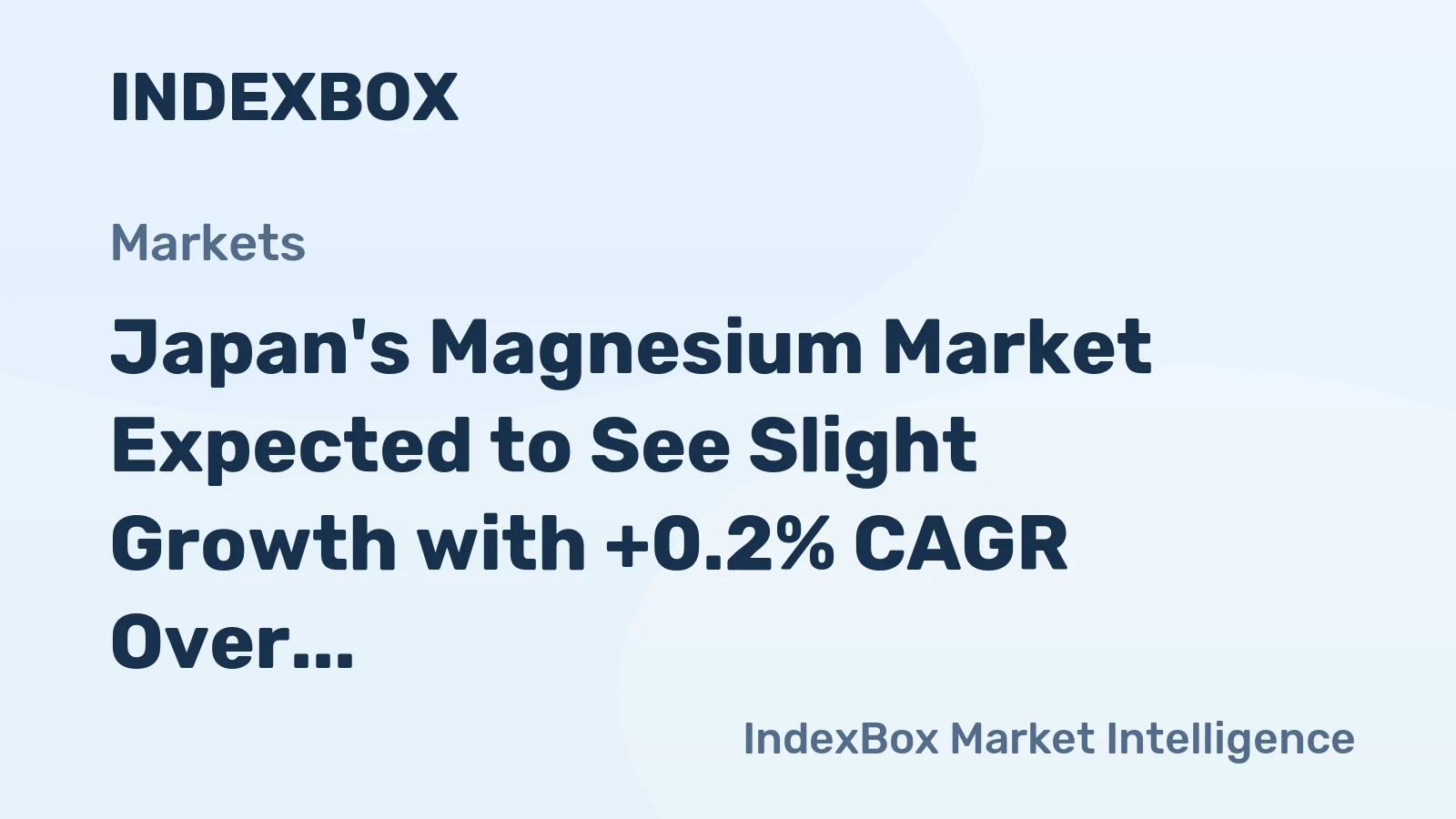 Japan's Magnesium Market Expected to See Slight Growth with +0.2% CAGR Over Next Decade