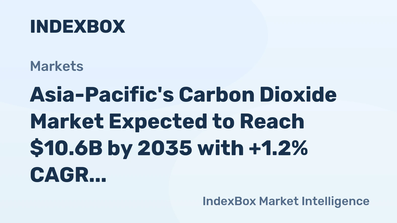 Asia-Pacific's Carbon Dioxide Market Expected to Reach $10.6B by 2035 with +1.2% CAGR
