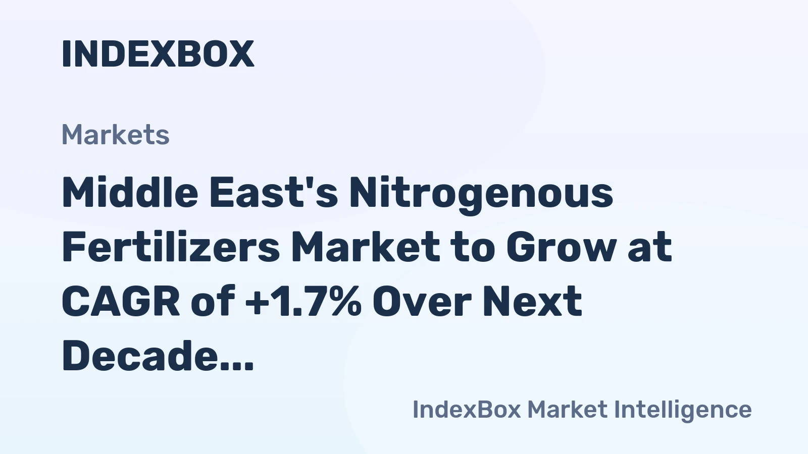 Middle East's Nitrogenous Fertilizers Market to Grow at CAGR of +1.7% Over Next Decade