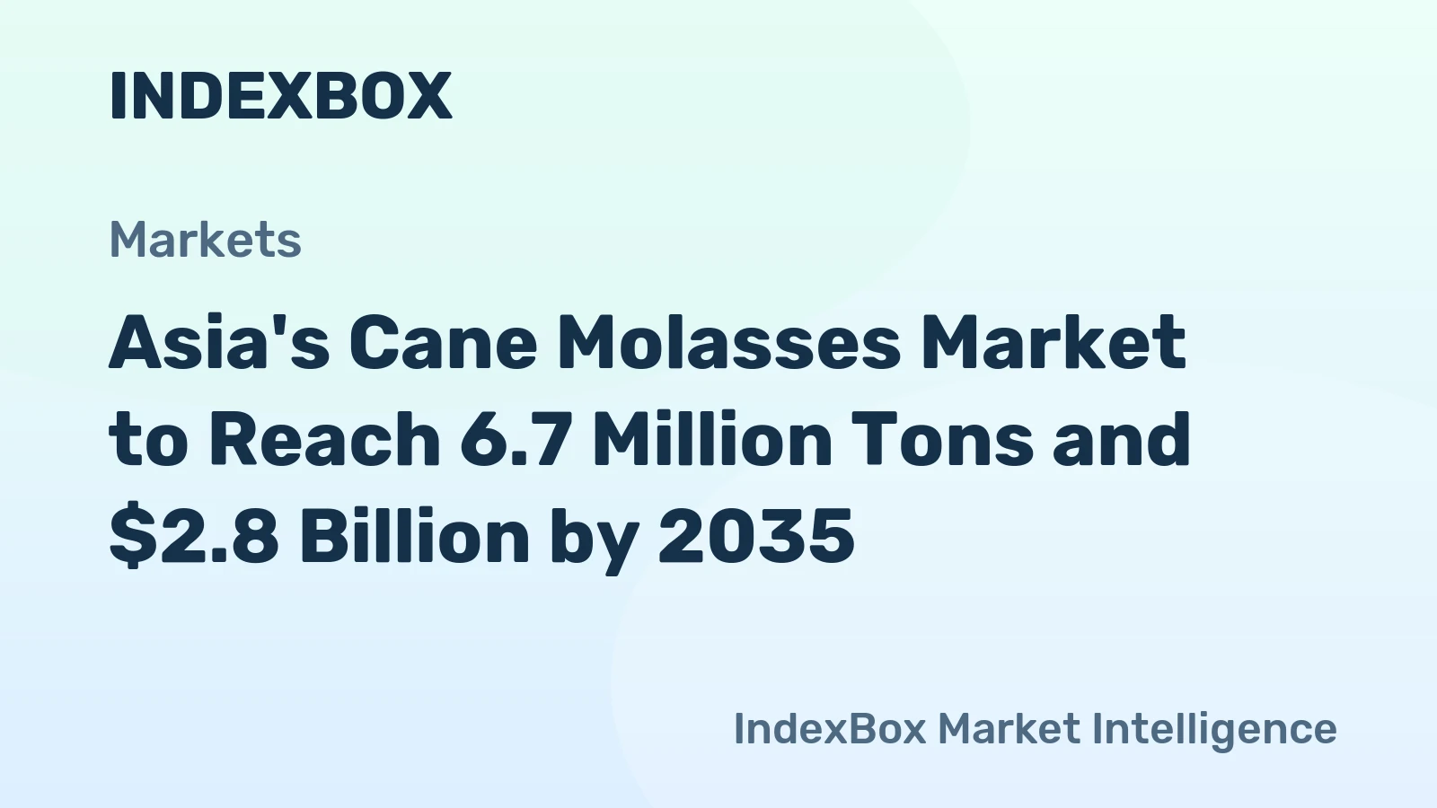 Asia's Cane Molasses Market to Reach 6.7 Million Tons and $2.8 Billion by 2035