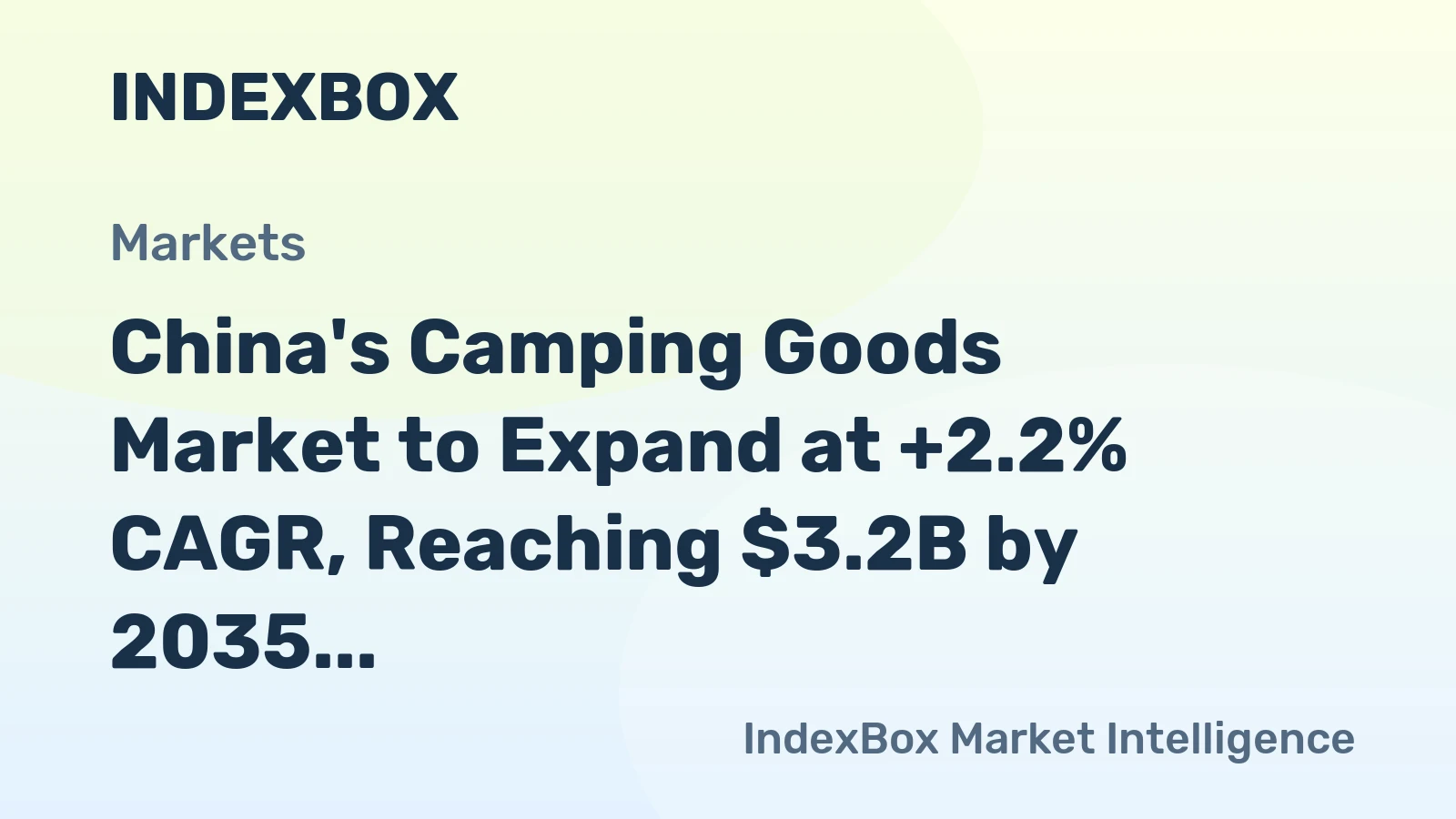 China's Camping Goods Market to Expand at +2.2% CAGR, Reaching $3.2B by 2035