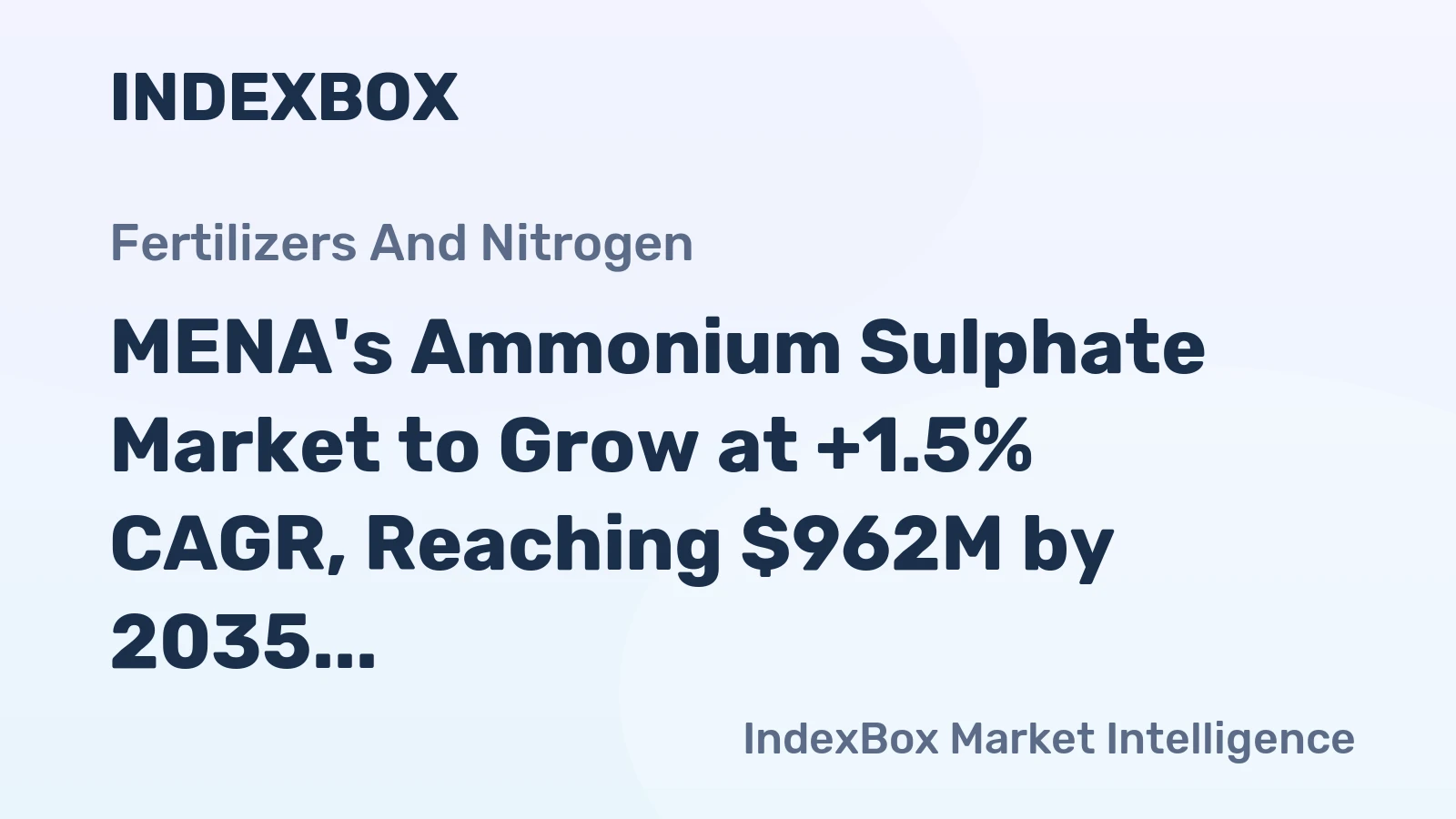 MENA's Ammonium Sulphate Market to Grow at +1.5% CAGR, Reaching $962M by 2035