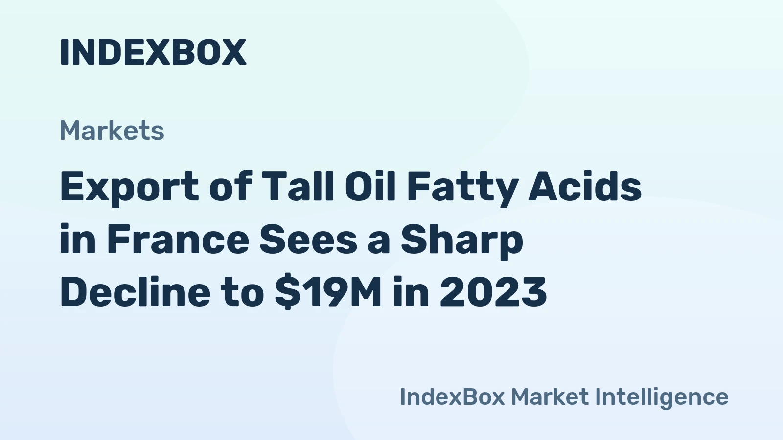 Export of Tall Oil Fatty Acids in France Sees a Sharp Decline to $19M in 2023
