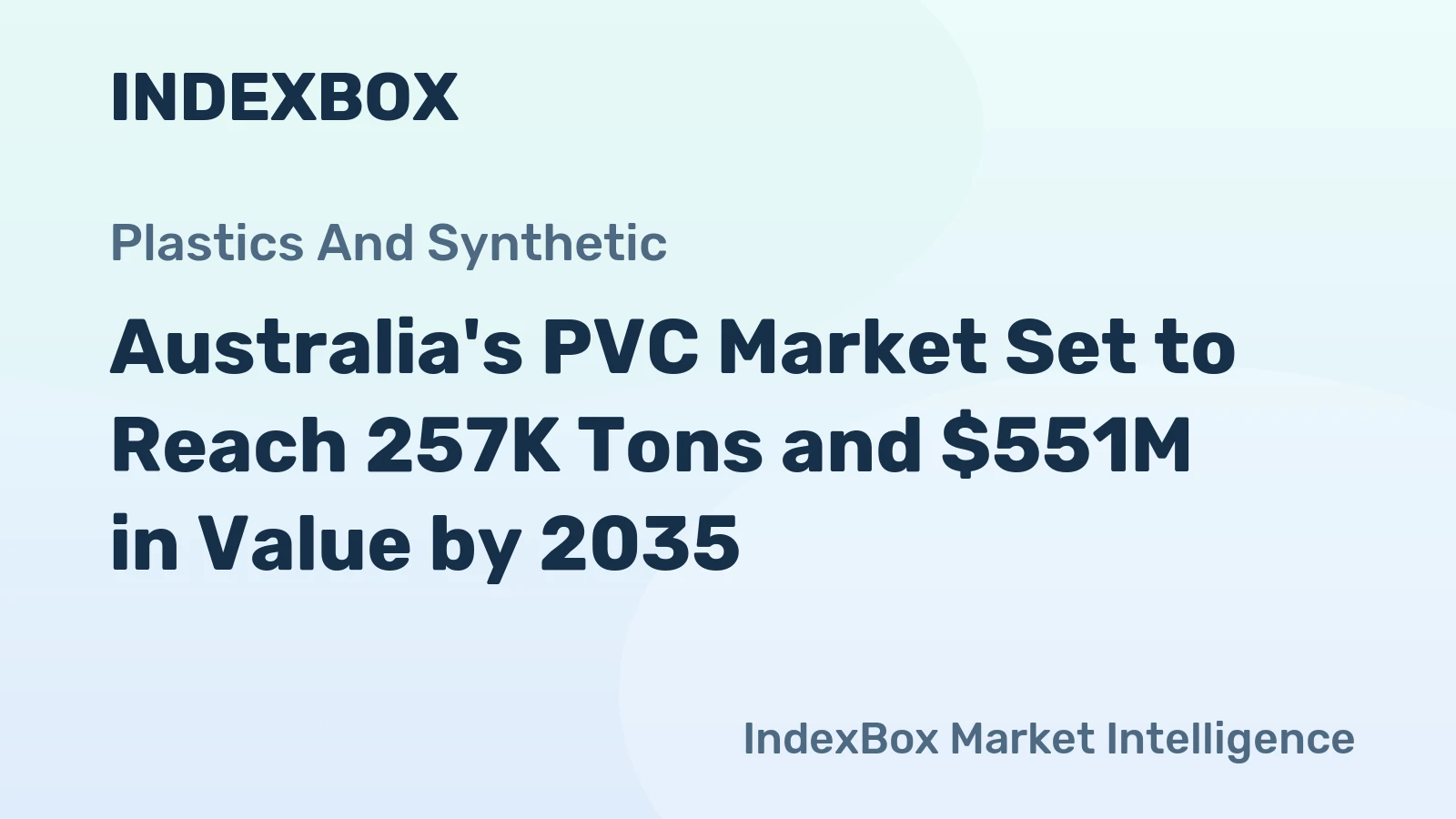 Australia's PVC Market Set to Reach 257K Tons and $551M in Value by 2035