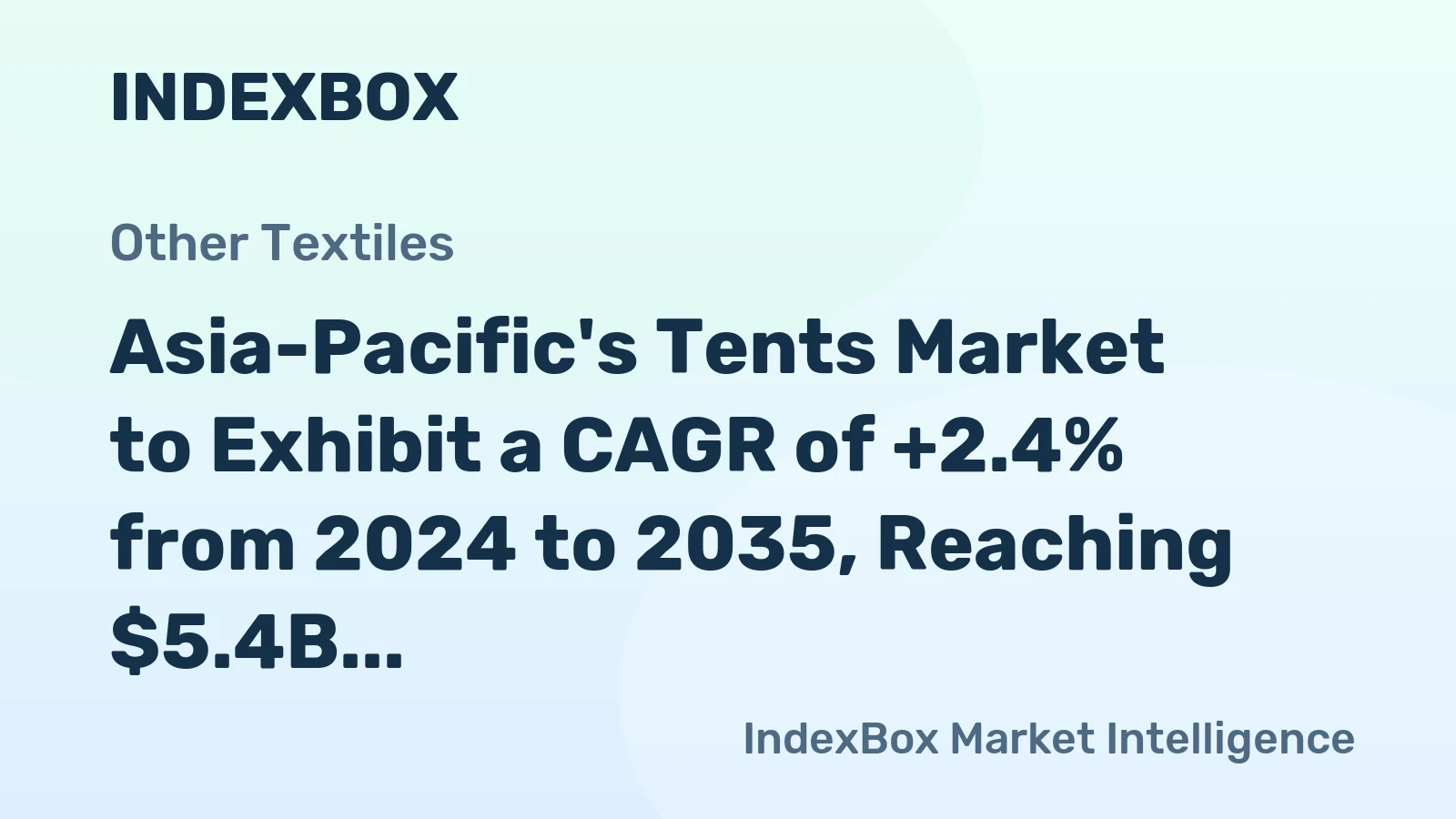 Asia-Pacific's Tents Market to Exhibit a CAGR of +2.4% from 2024 to 2035, Reaching $5.4B