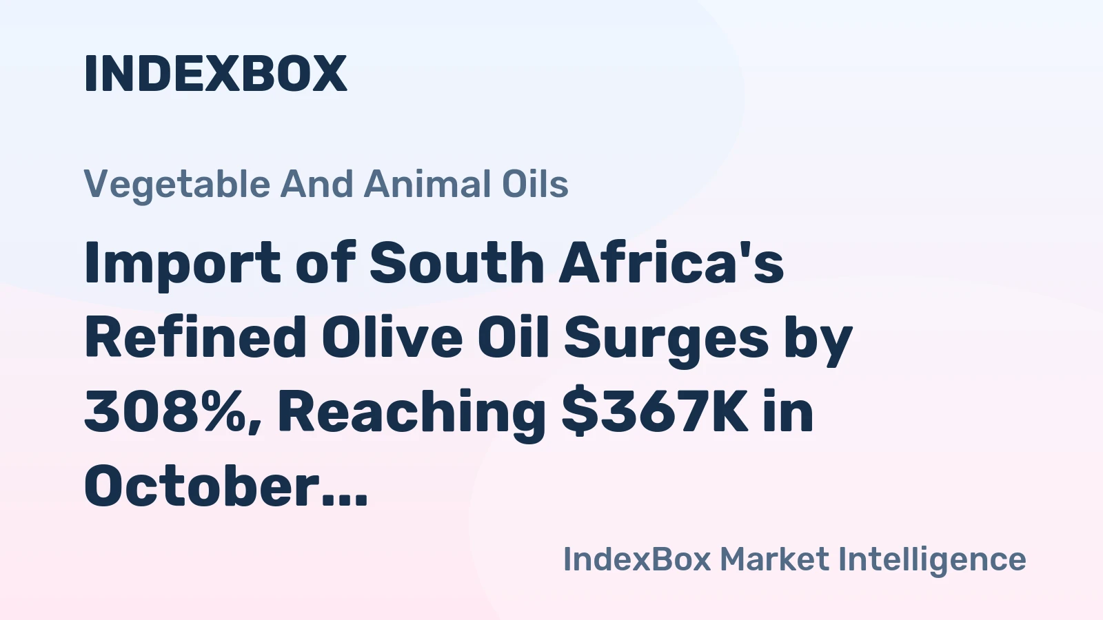 Import of South Africa's Refined Olive Oil Surges by 308%, Reaching $367K in October 2023