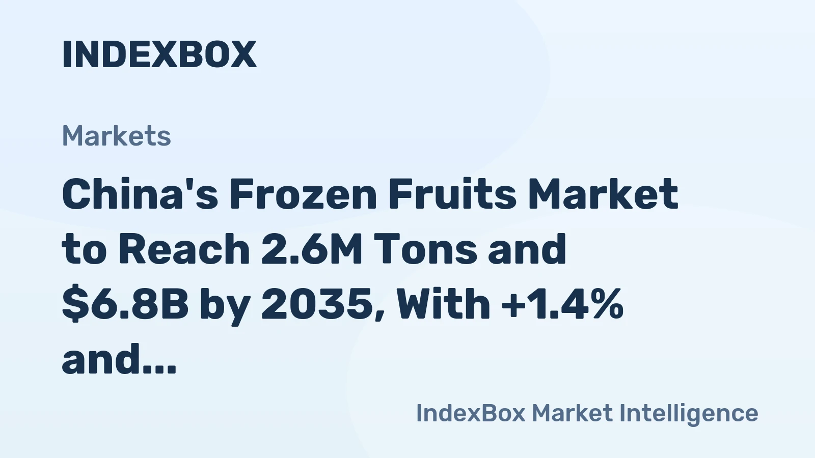 China's Frozen Fruits Market to Reach 2.6M Tons and $6.8B by 2035, With +1.4% and +1.5% CAGR, Respectively