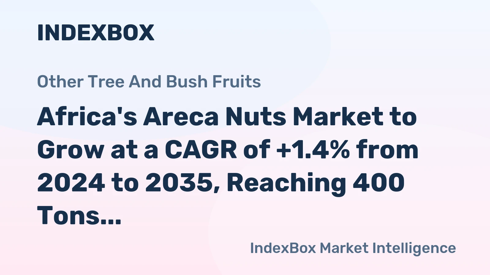 Africa's Areca Nuts Market to Grow at a CAGR of +1.4% from 2024 to 2035, Reaching 400 Tons