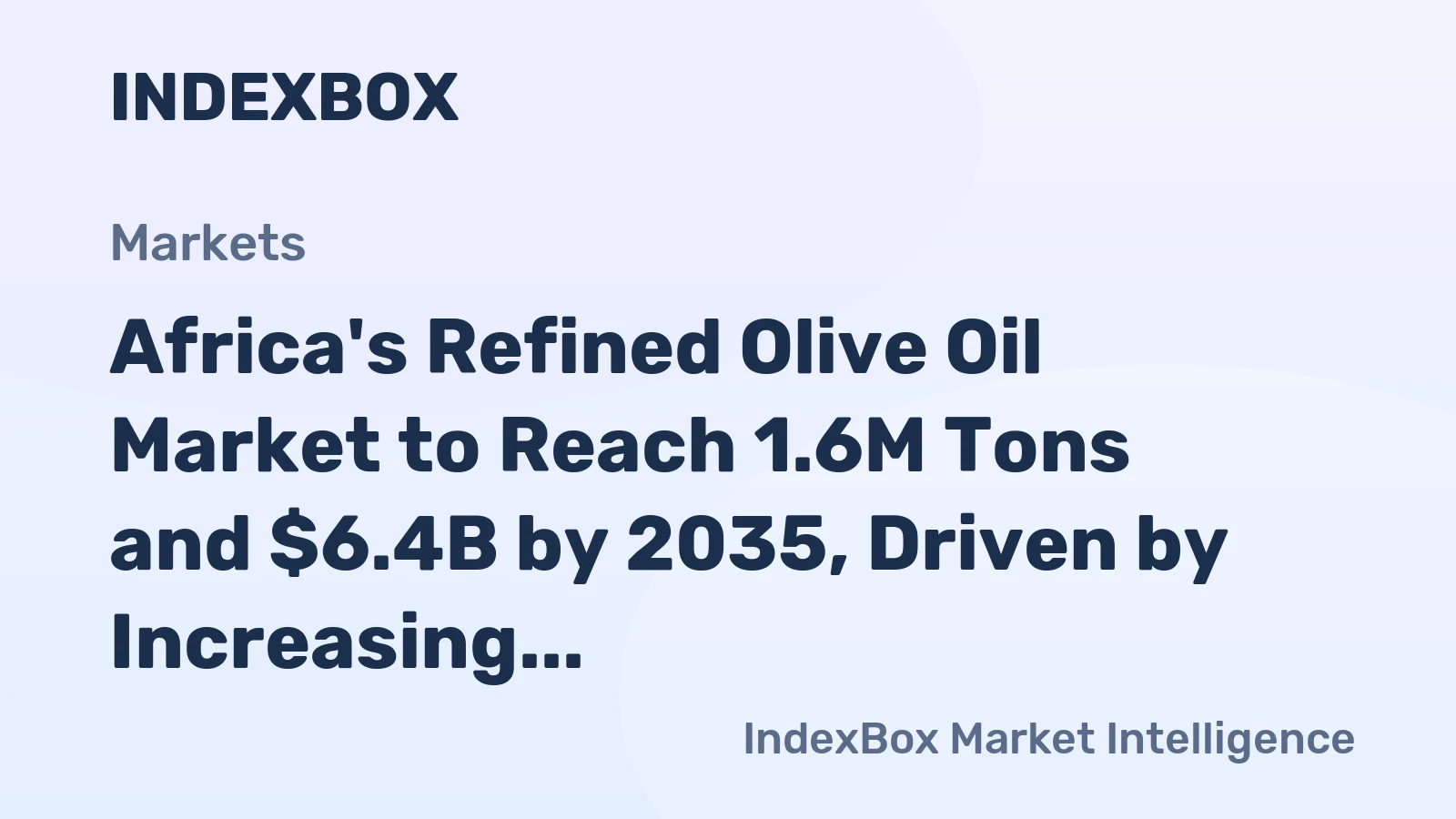 Africa's Refined Olive Oil Market to Reach 1.6M Tons and $6.4B by 2035, Driven by Increasing Demand