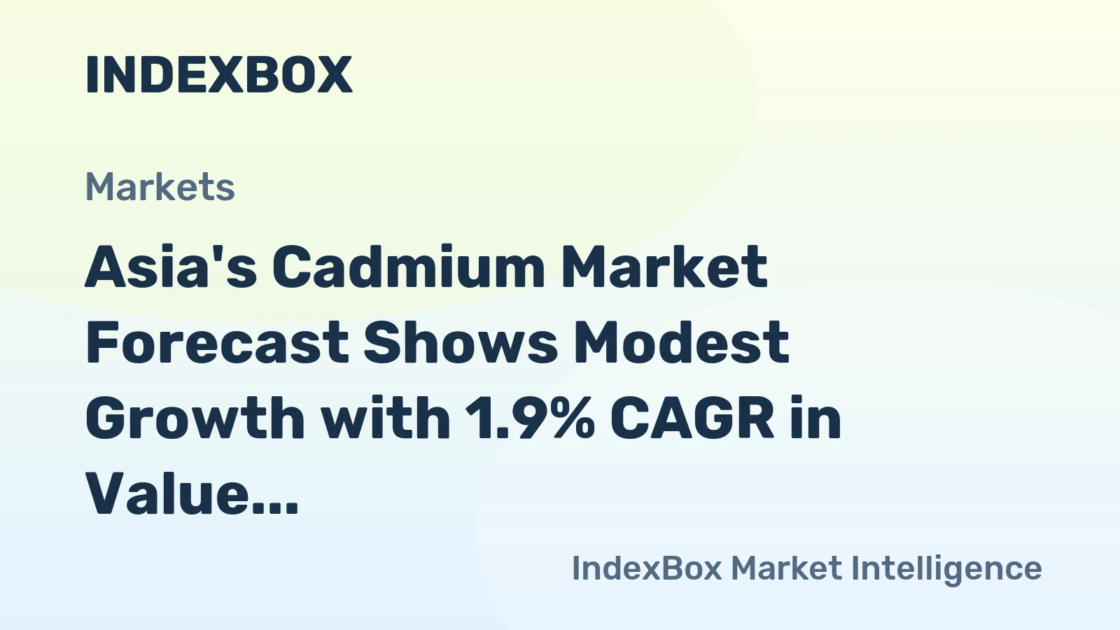 Asia's Cadmium Market Forecast Shows Modest Growth with 1.9% CAGR in Value Through 2035