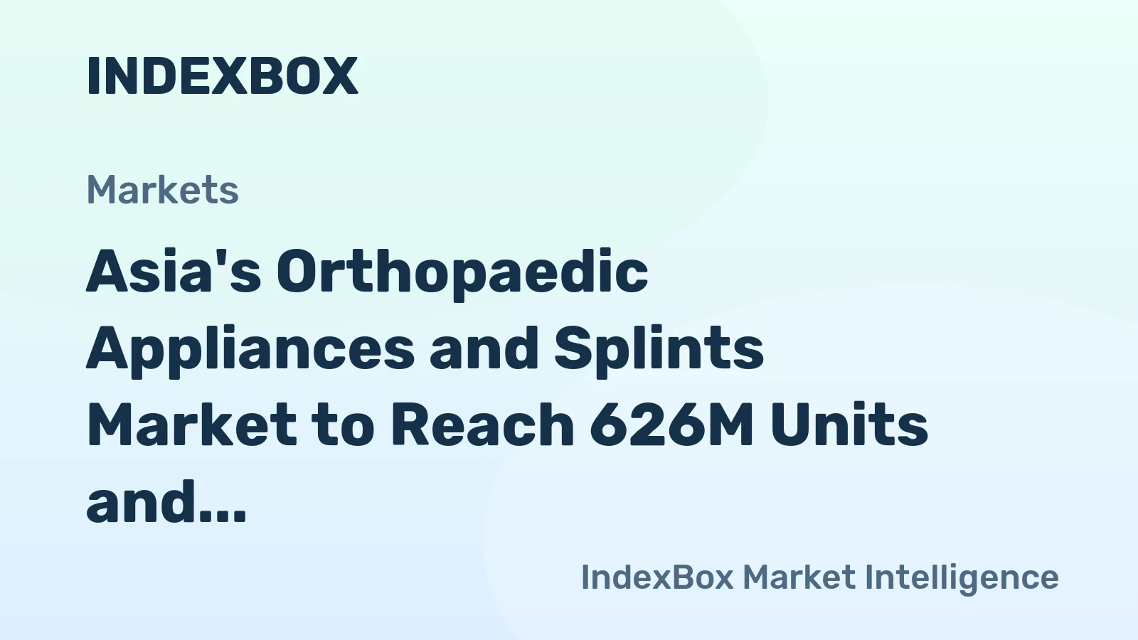 Asia's Orthopaedic Appliances and Splints Market to Reach 626M Units and $121.6B by 2035