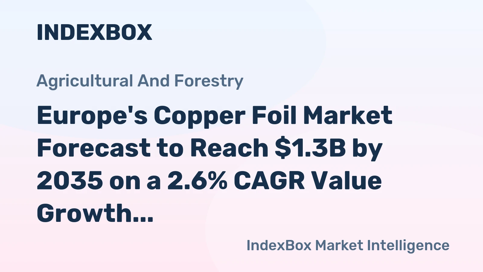Europe's Copper Foil Market Forecast to Reach $1.3B by 2035 on a 2.6% CAGR Value Growth