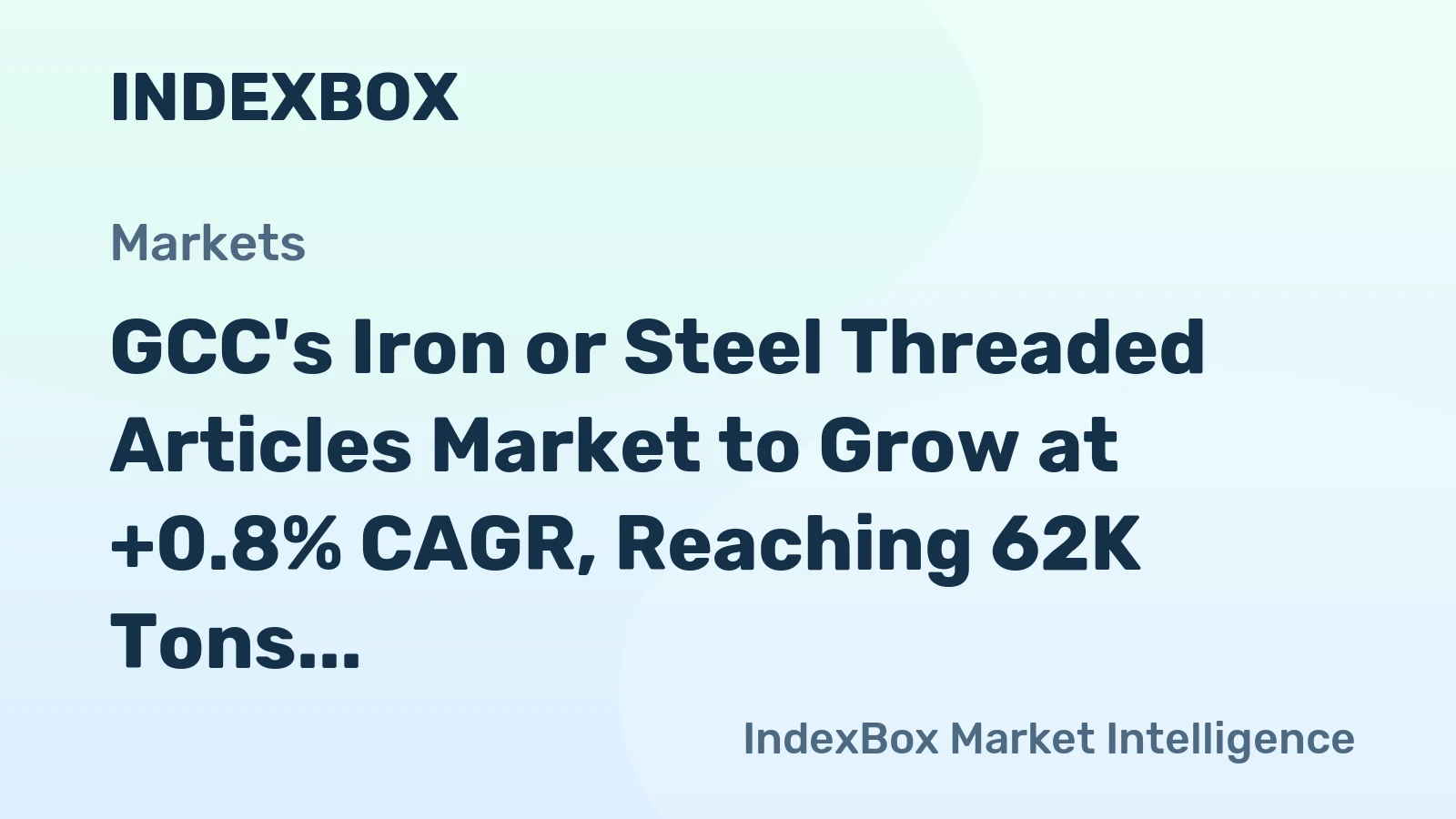 GCC's Iron or Steel Threaded Articles Market to Grow at +0.8% CAGR, Reaching 62K Tons by 2035